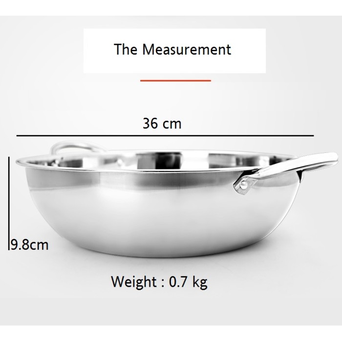 OSUKI Steamboat Pot 36 cm Stainless Steel With Glass Cover (2 in 1)