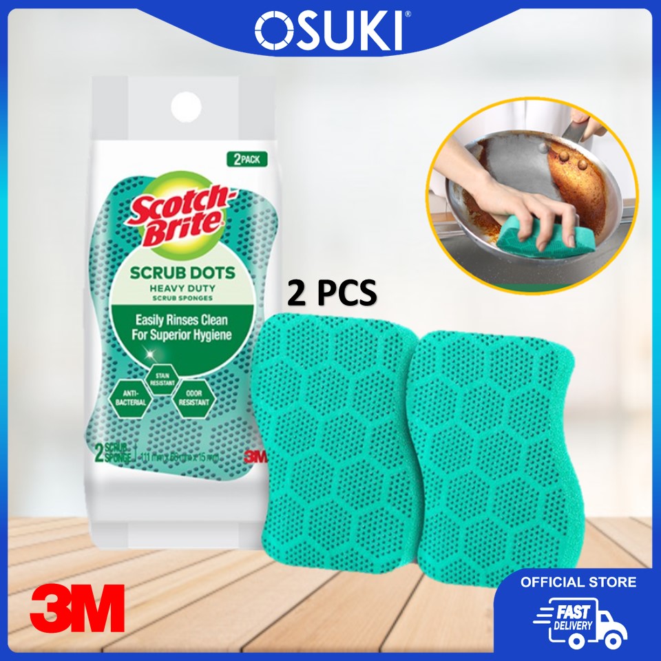 3M Scotch Brite Scrub Dots Heavy Duty Scrub Sponge (2 Pcs/Pack)